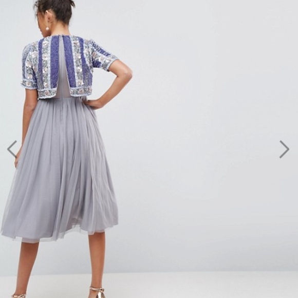 ASOS | Dresses | Asos Midi Floral Paneled Tulle Dress | Poshmark